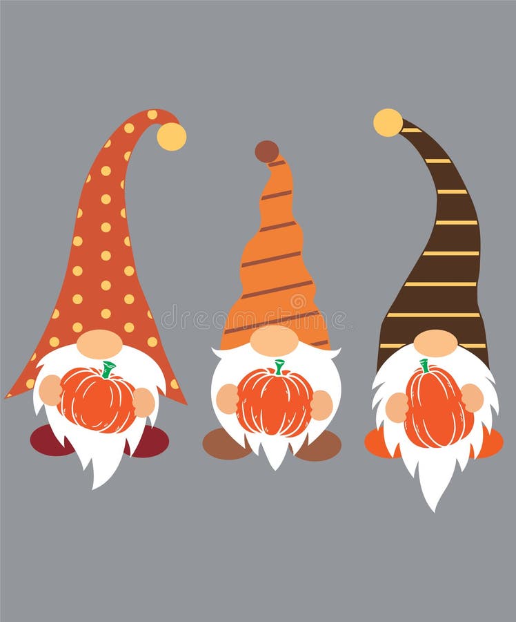Fall Gnomes with Pumpkin, Happy Fall, Thanksgiving Day, Happy Harvest ...