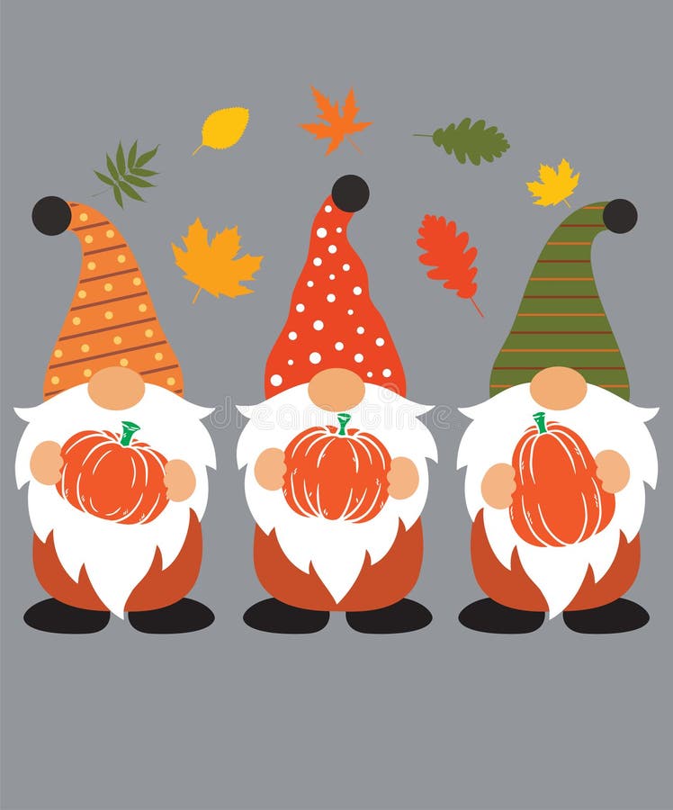 Fall Gnomes with Pumpkin, Happy Fall, Thanksgiving Day, Happy Harvest ...