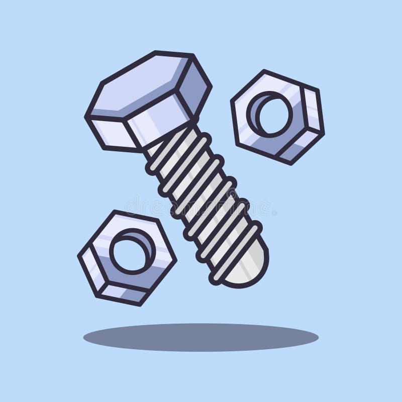 Metal Bolt and Nuts Cartoon Vector Illustration. Stock Vector ...
