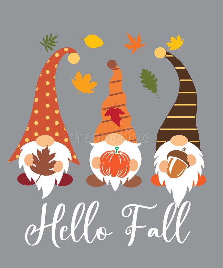 Hello Fall Gnome, Happy Fall, Thanksgiving Day, Happy Harvest, Vector ...