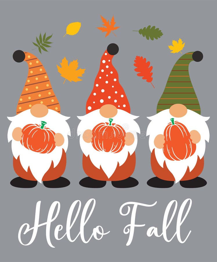 Hello Fall Gnome, Happy Fall, Thanksgiving Day, Happy Harvest, Vector ...