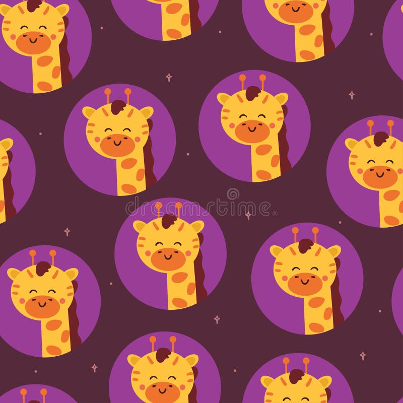 Seamless Pattern Cartoon Giraffe Stock Vector - Illustration of safari ...