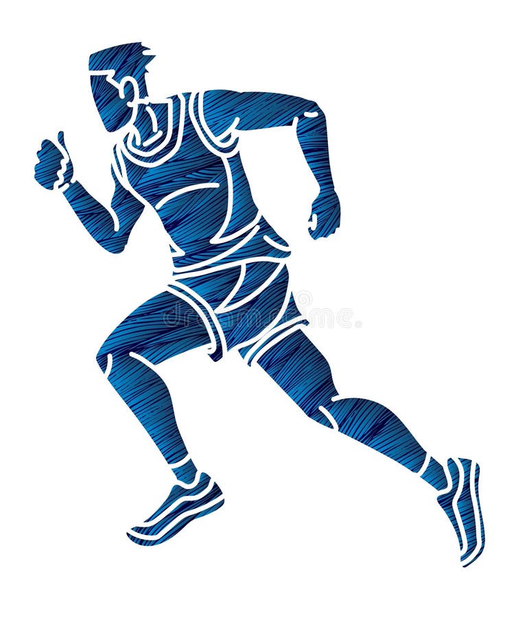 A Man Running Action Speed Movement Marathon Runner Cartoon Sport ...