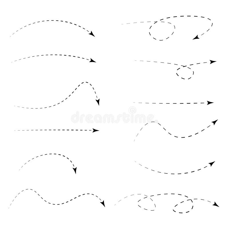 Set of Dashed Line Airplane Route with Location Stock Vector ...