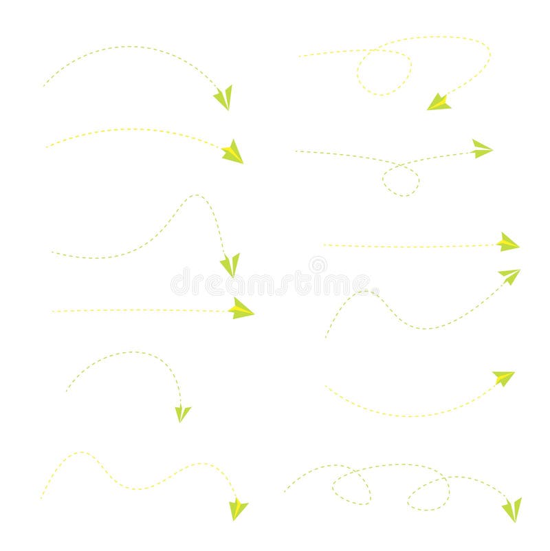 Set of Dashed Line Airplane, Bicycle Route with Location Stock Vector ...