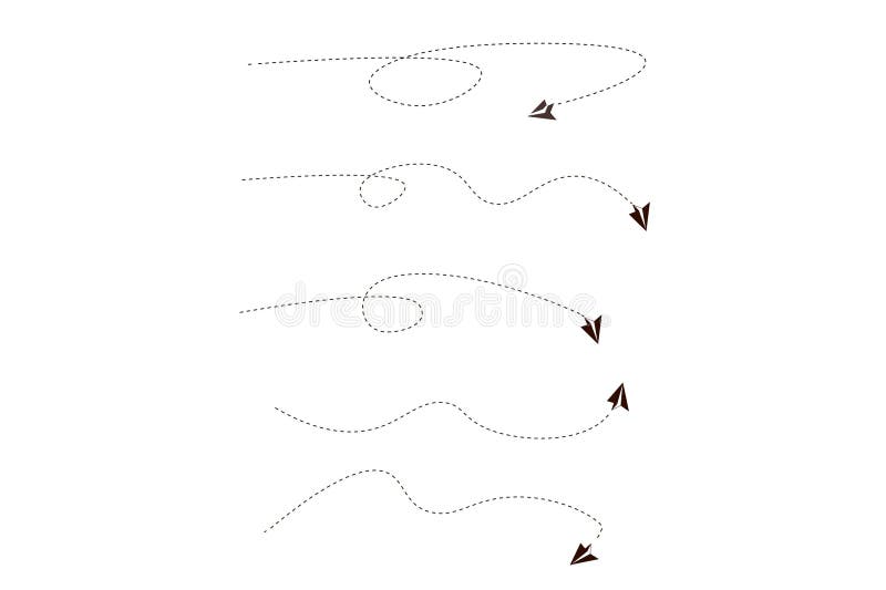 Set of Dashed Line Airplane Route with Location Stock Vector ...