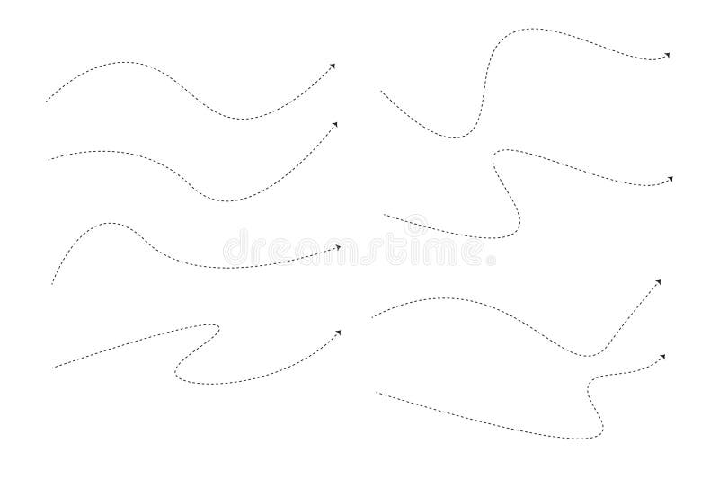 Set of Dashed Line Airplane Route with Location Stock Vector ...