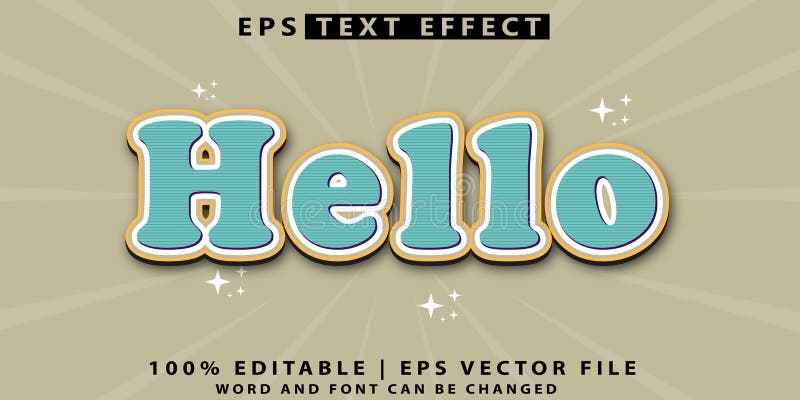 Hello 3d Editable Text Effect Vintage Color Stock Vector - Illustration ...