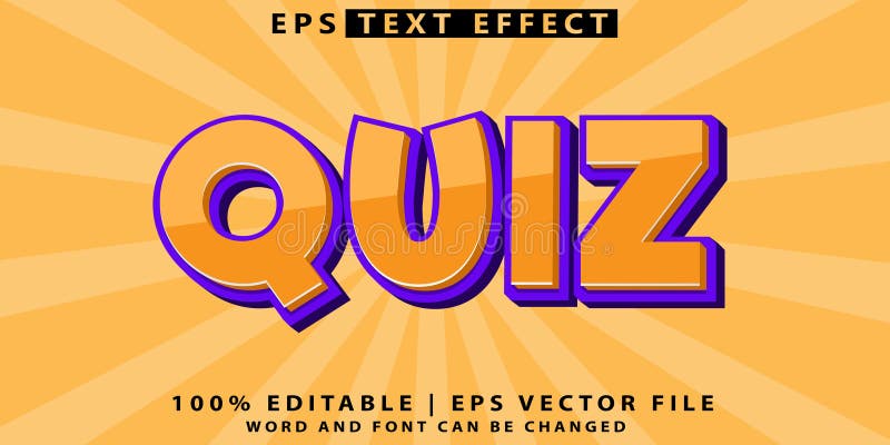 Quiz 3d Editable Text Effect Vintage Color Stock Vector - Illustration ...