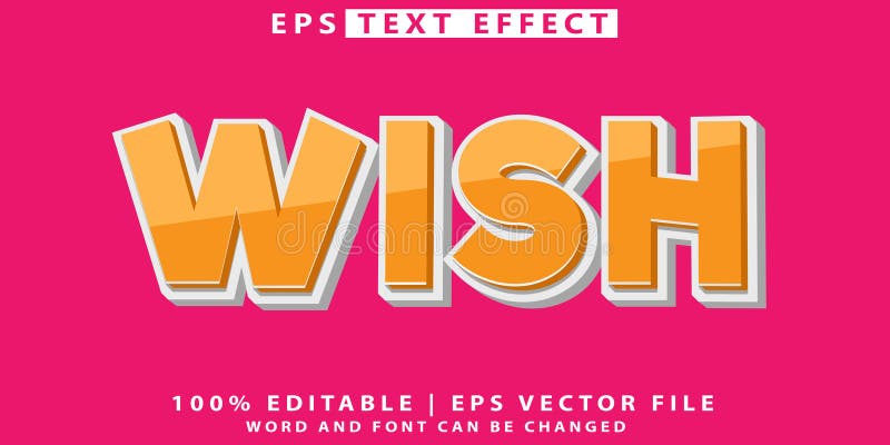 Wish 3d Editable Text Effect Vintage Color Stock Vector - Illustration ...