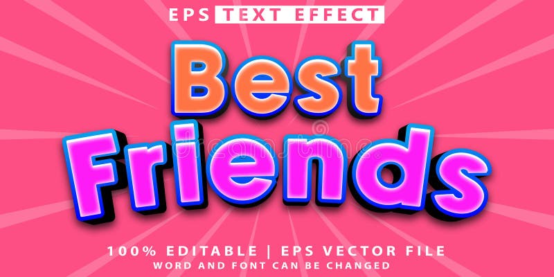 Best Friends 3d Editable Text Effect Vintage Color Stock Vector ...