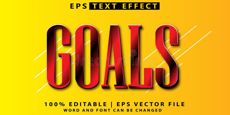 Goals 3d Editable Text Effect Vintage Color Stock Vector - Illustration ...