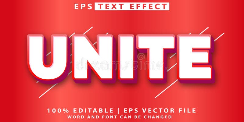Unite 3d Editable Text Effect Vintage Color Stock Vector - Illustration ...