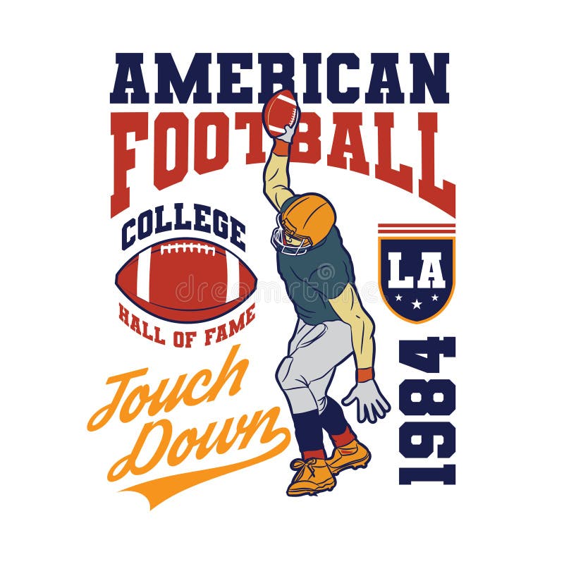 American Football Sport Vector Illustration Retro Vintage Style Design ...