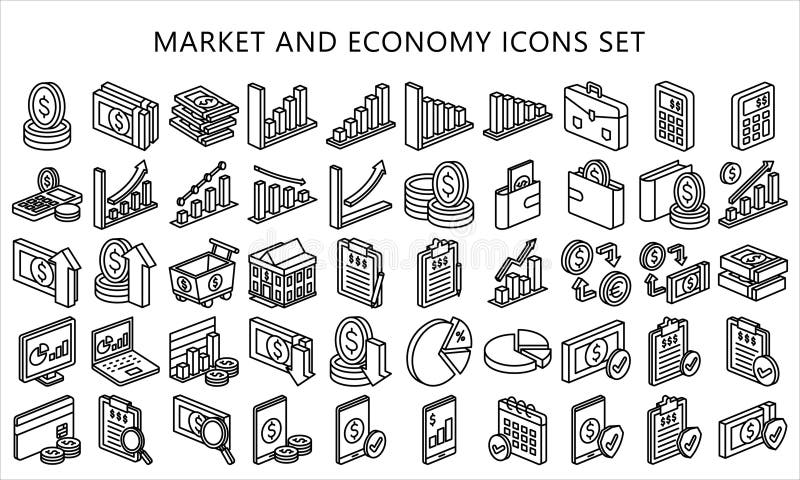 Market and Economy Isometric Icons Pack Stock Vector - Illustration of ...