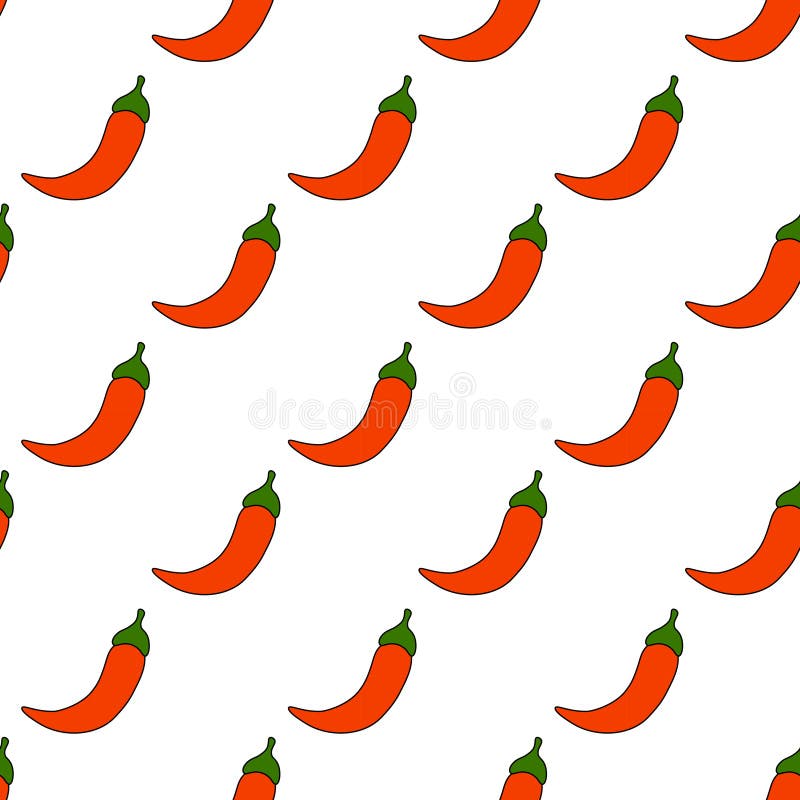 Red Chili Peppers Seamless Pattern. Spicy Food Background. Kitchen ...