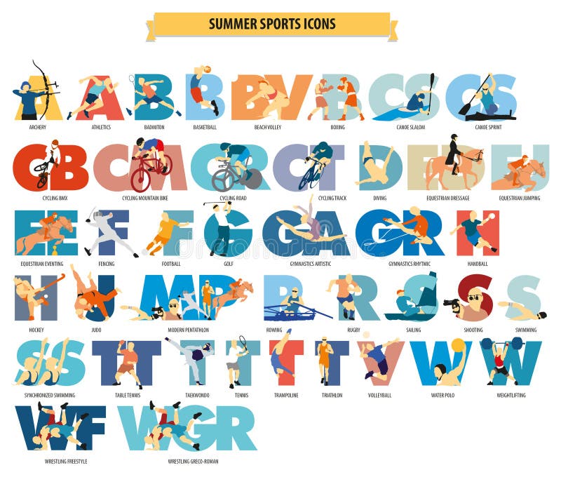 Colorful Moving Sports Icons Stock Illustration - Illustration of ...
