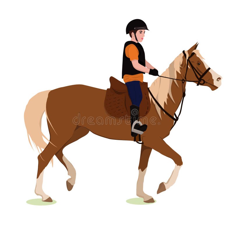 Vector Illustration of a Child Riding a Horse. Stock Illustration ...