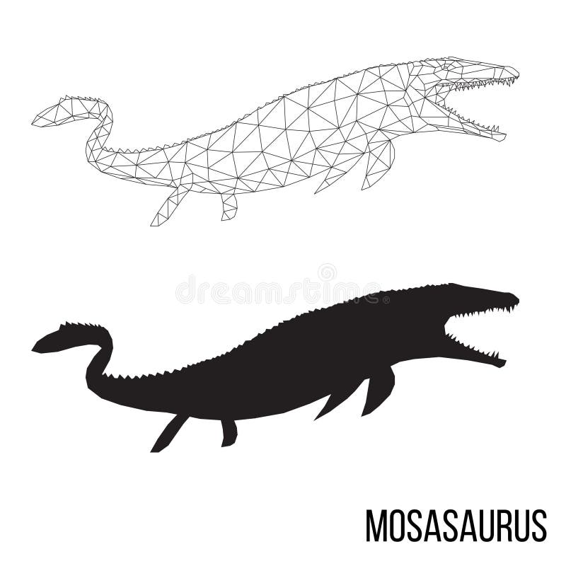 Polygonal Dino Mosasaurus Silhouette Stock Vector - Illustration of ...