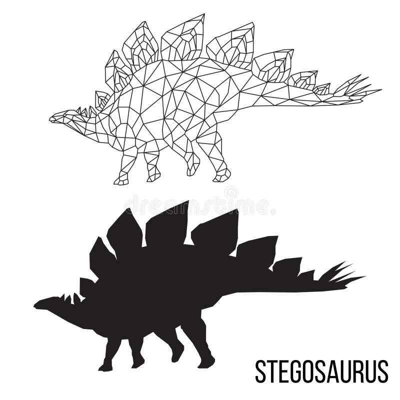 Polygonal Dino Stegosaurus Silhouette Stock Vector - Illustration of ...
