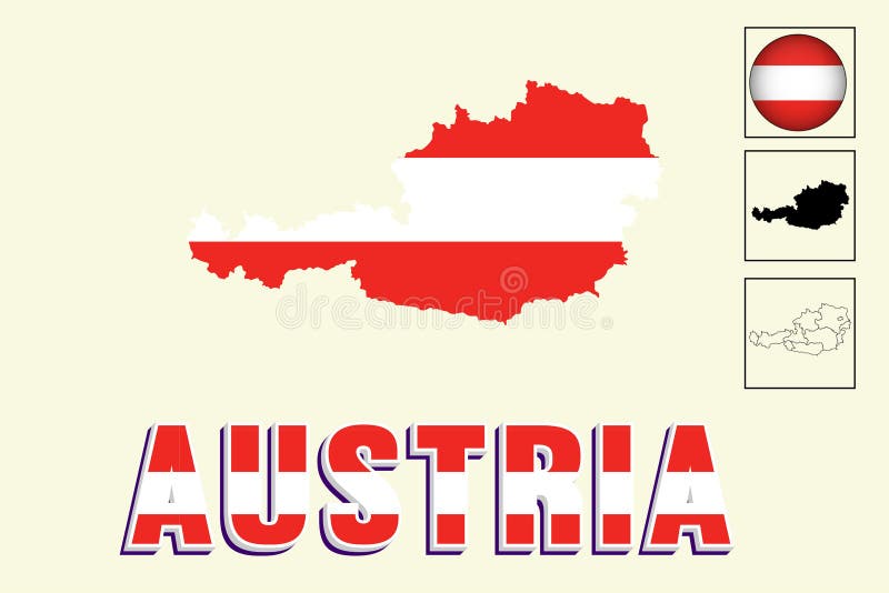 Austria Flag and Map in a Vector Graphic Stock Vector - Illustration of ...
