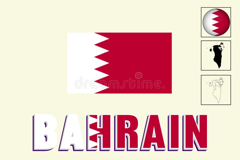 Bahrain Flag and Map in a Vector Graphic Stock Vector - Illustration of ...