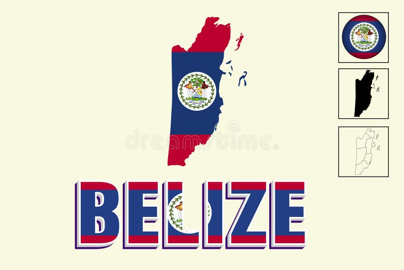 Belize Flag and Map in a Vector Graphic Stock Vector - Illustration of ...