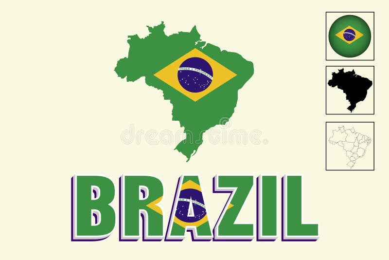 Brazil Flag and Map in a Vector Graphic Stock Vector - Illustration of ...
