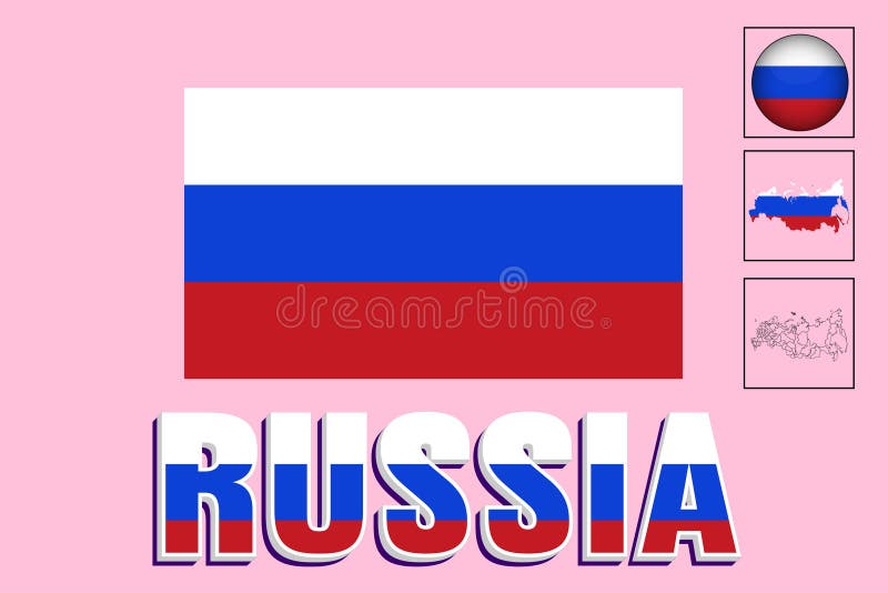 Russia Flag and Map in a Vector Graphic Stock Vector - Illustration of ...