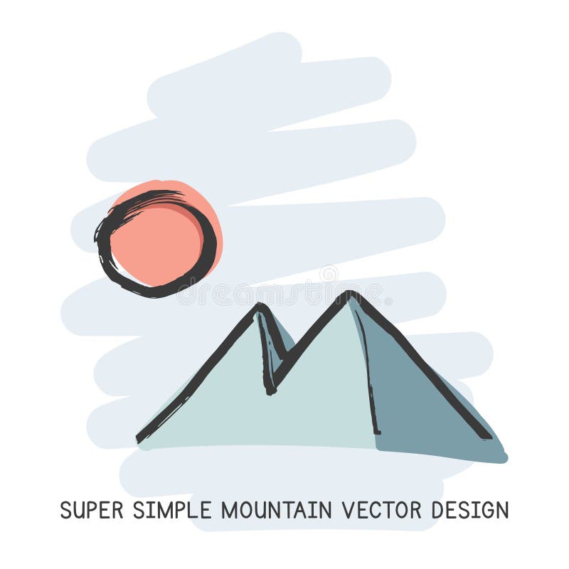 Simple Mountain Hand-drawn Doodle Style Vector Design. Nature Elements ...