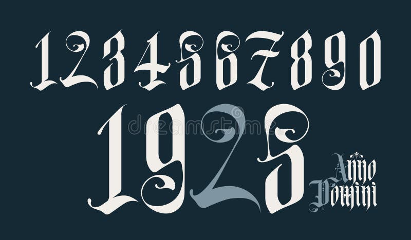 Arabic Numerals from 0 To 9 from a Gothic Style Font Stock Vector ...