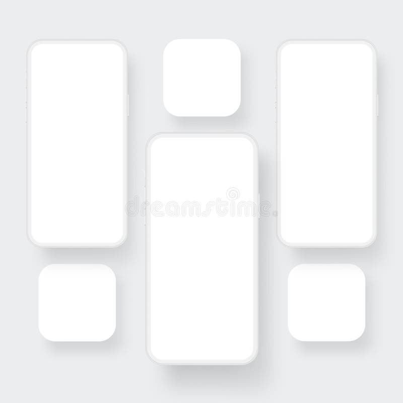 Clay Smartphone Screens with Blank App Icons for Apps Designs Showcase ...