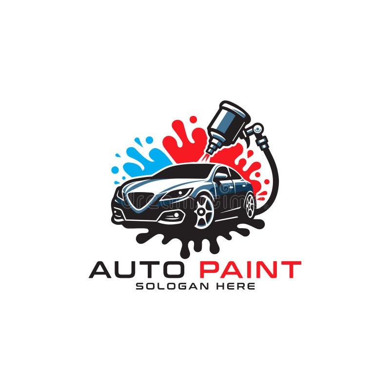 Auto Car Paint Logo Template with Paint Gun Stock Vector - Illustration ...