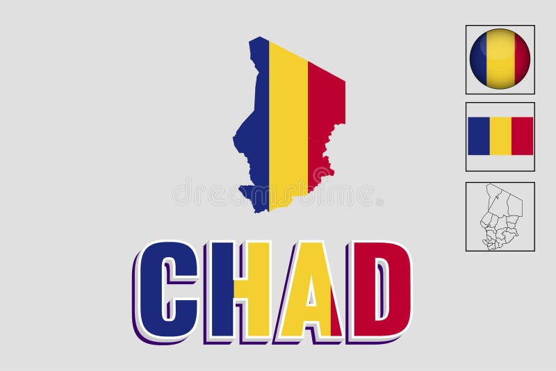 Chad Flag and Map in a Vector Graphic Stock Vector - Illustration of ...
