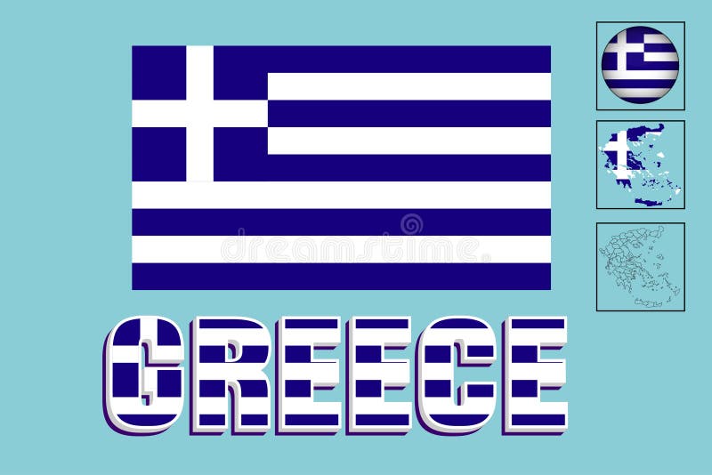 Greece Flag and Map in a Vector Graphic Stock Vector - Illustration of ...