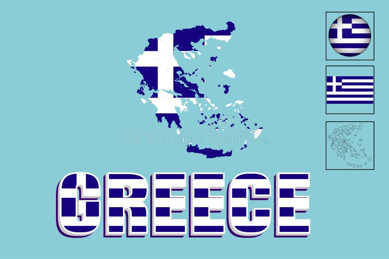 Greece Flag and Map in a Vector Graphic Stock Vector - Illustration of ...