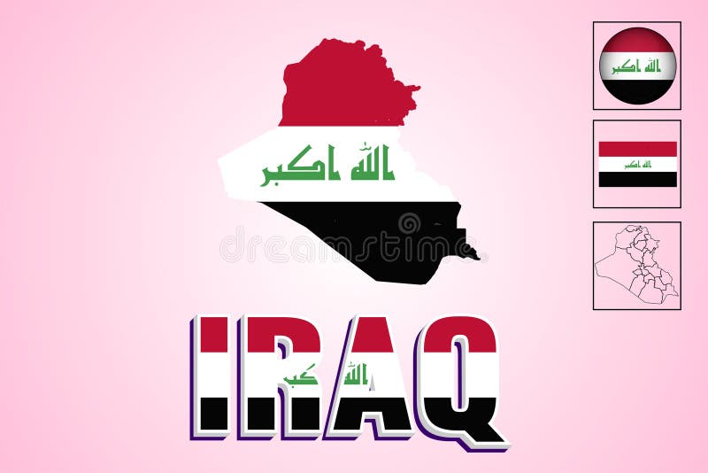 Iraq Flag and Map in a Vector Graphic Stock Vector - Illustration of ...