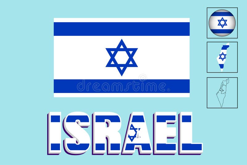 Israel Flag and Map in a Vector Graphic Stock Vector - Illustration of ...