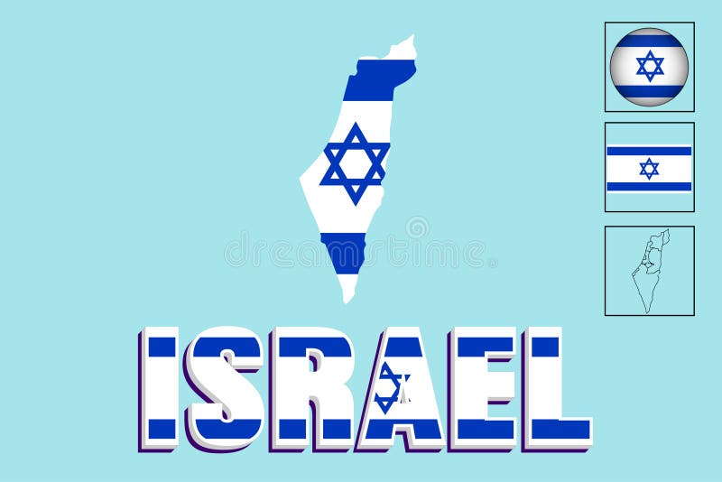 Israel Flag and Map in a Vector Graphic Stock Vector - Illustration of ...