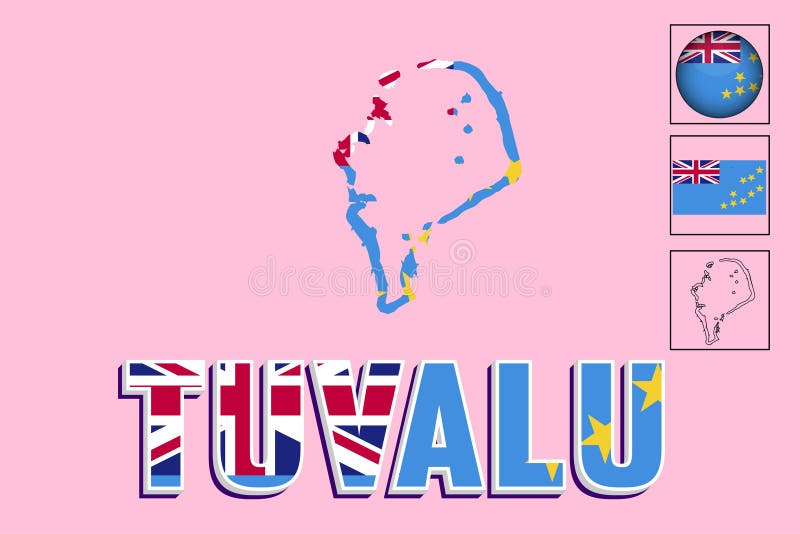 Tuvalu Flag and Map in a Vector Graphic Stock Vector - Illustration of ...