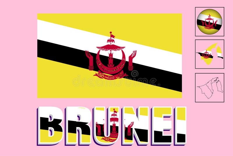 Brunei Flag and Map in a Vector Graphic Stock Vector - Illustration of ...