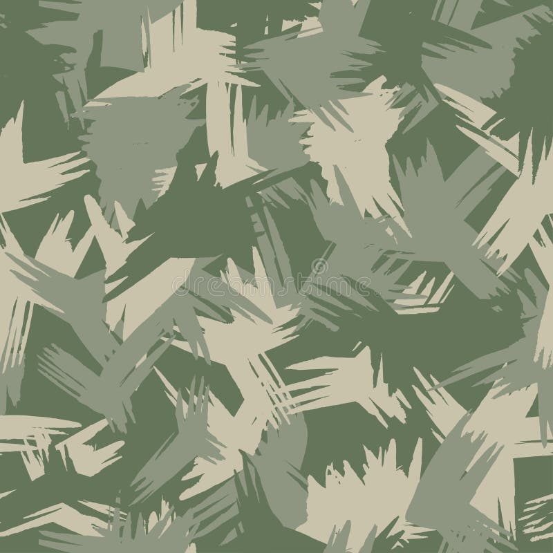 Hand Drawn Camo with Brush Strokes. Urban Camouflage Seamless Pattern ...