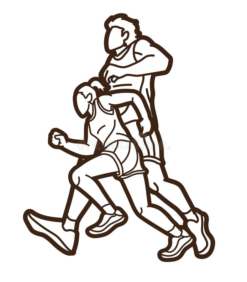 Group of People Running Together Man and Woman Runner Marathon Cartoon ...