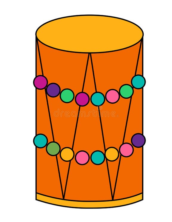 Holi Drum Music Instrument Dhol Element. Design for Celebration of ...