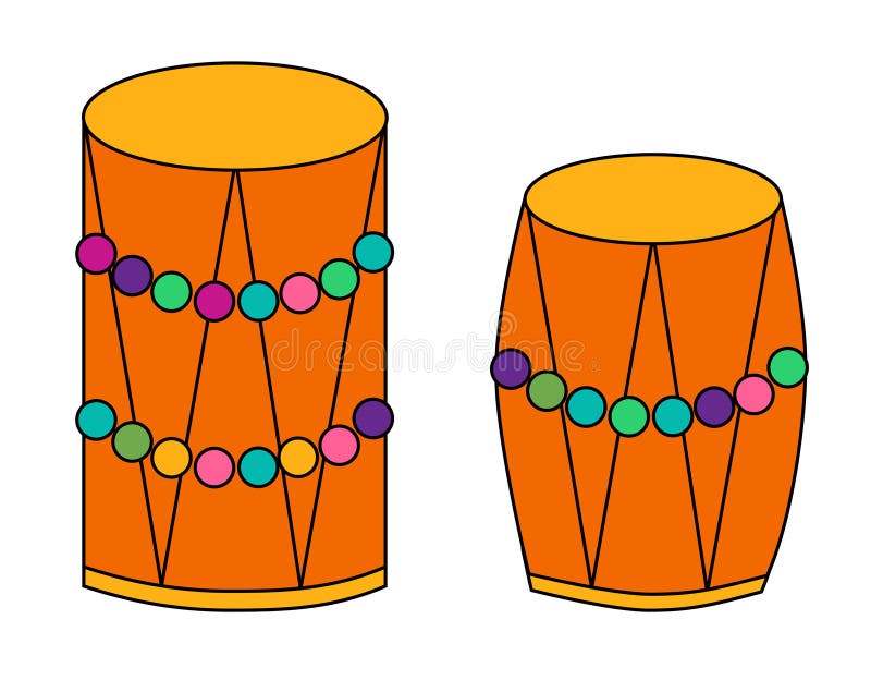 Two Holi Drums Dhol Elements. Design for Celebration of Indian Festival ...