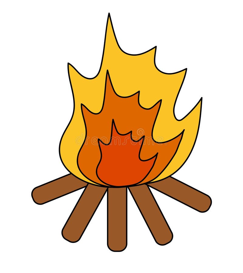 Camping Hot Burning Bonfire. Vector Simple Flat Icon, Sticker ...