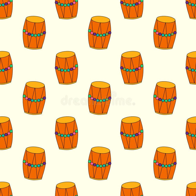 Seamless Pattern with Holi Drums Dhol Element. Design for Celebration ...