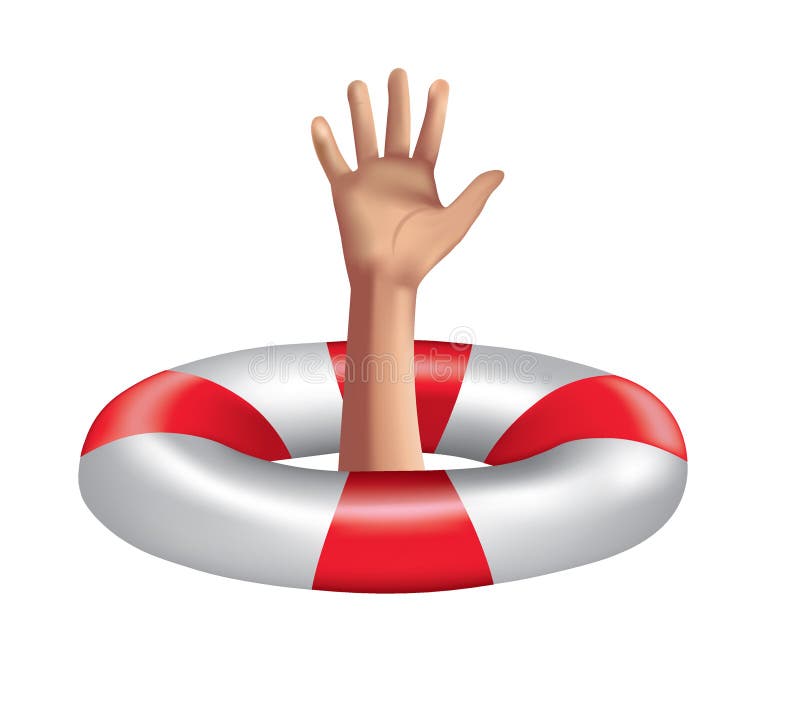 Hand Inside Float Ring. Drowning Concept Stock Vector - Illustration of ...