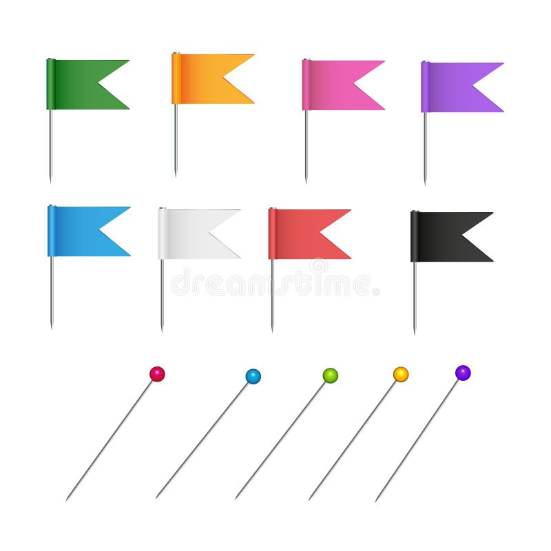 Vector Set with Pins and Pin Flags. Stock Vector - Illustration of ...