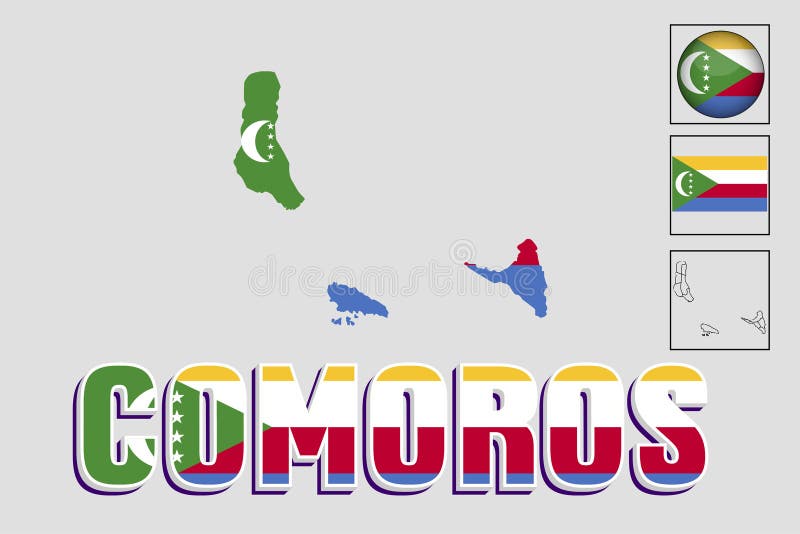 Comoros Map and Comoros Flag Vector Drawing Stock Vector - Illustration ...
